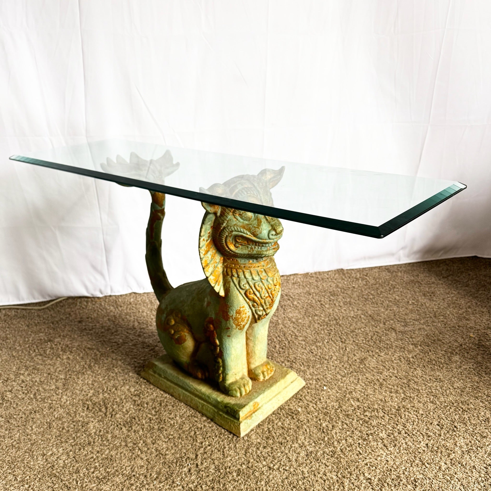 Vintage Chinoiserie Foo Dog Console Table – Dolphin & Flamingo