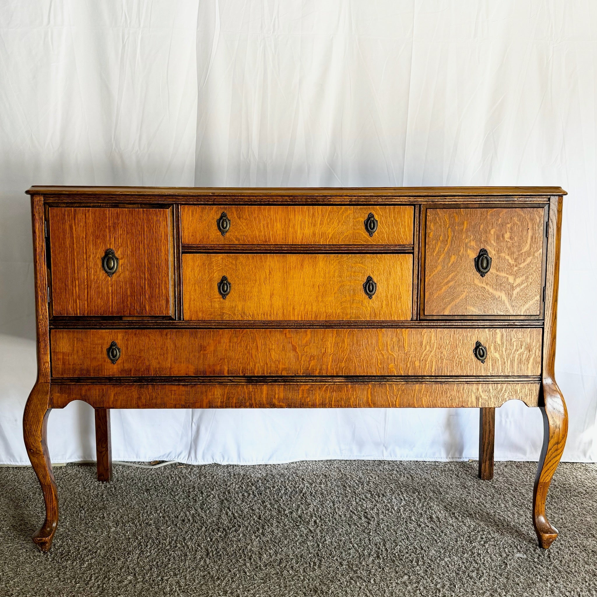 Antique tiger oak buffet store