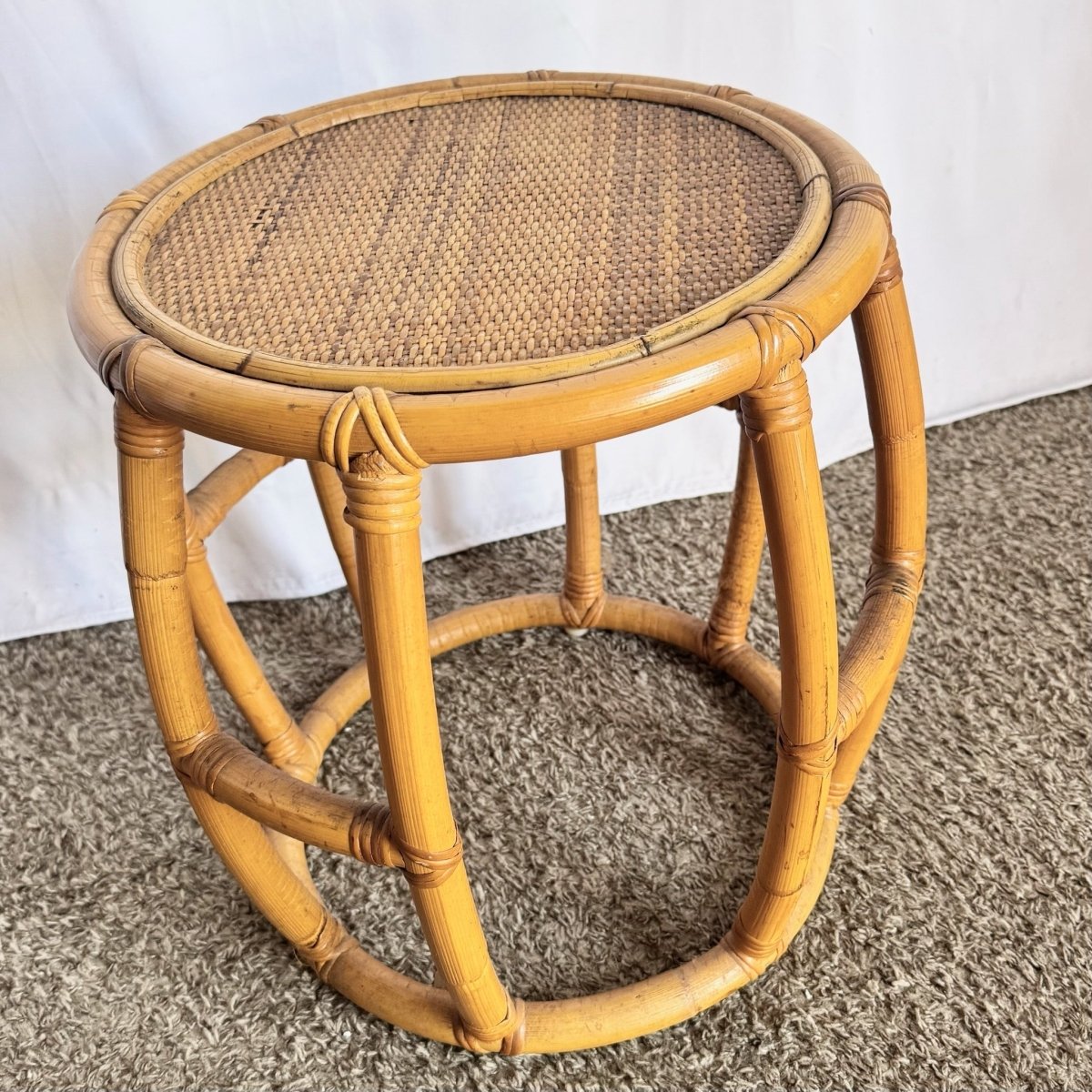 Circular Drum Stool Side Table – Dolphin & Flamingo
