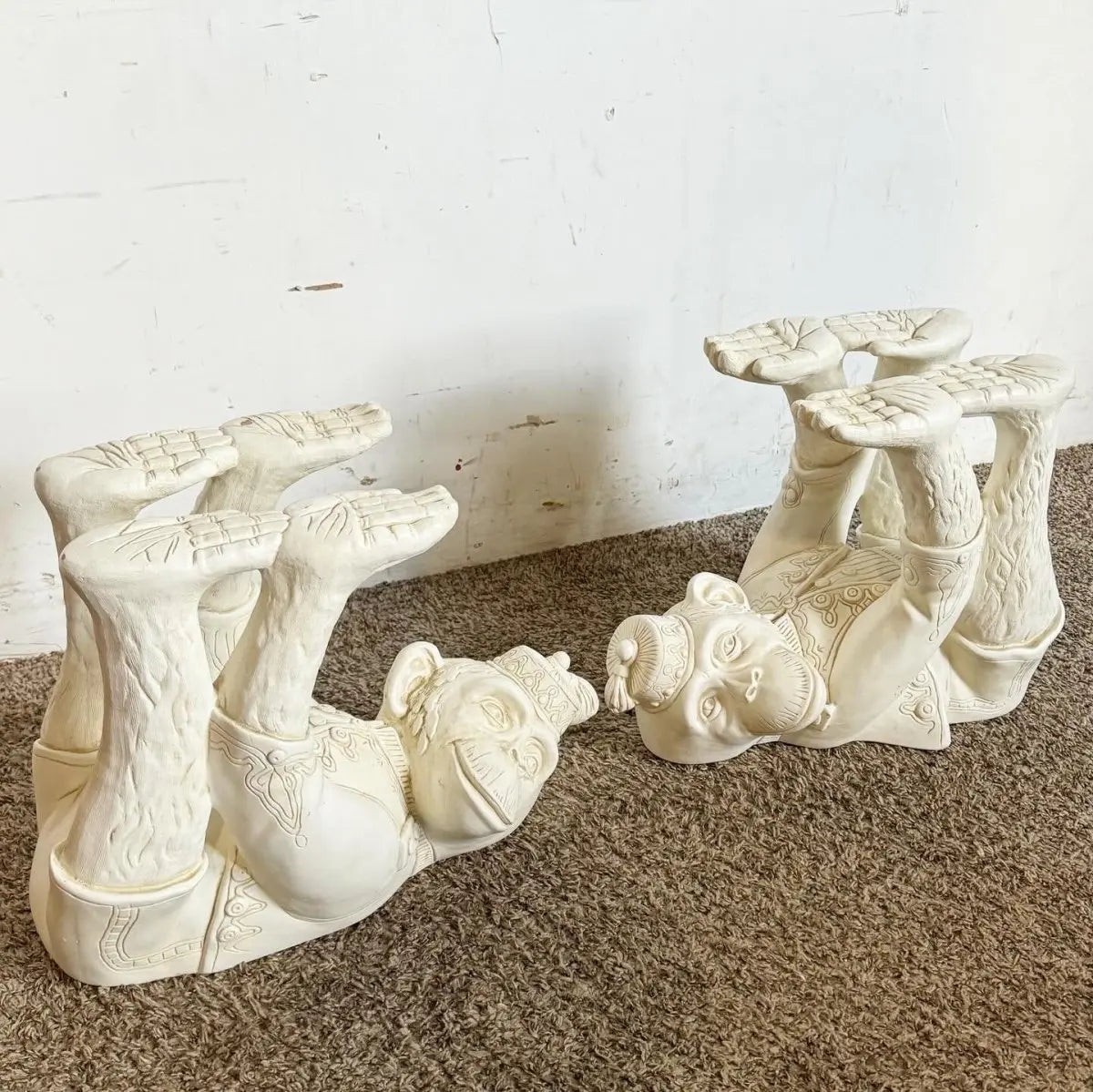 Regency Plaster Monkey Tables – Dolphin & Flamingo