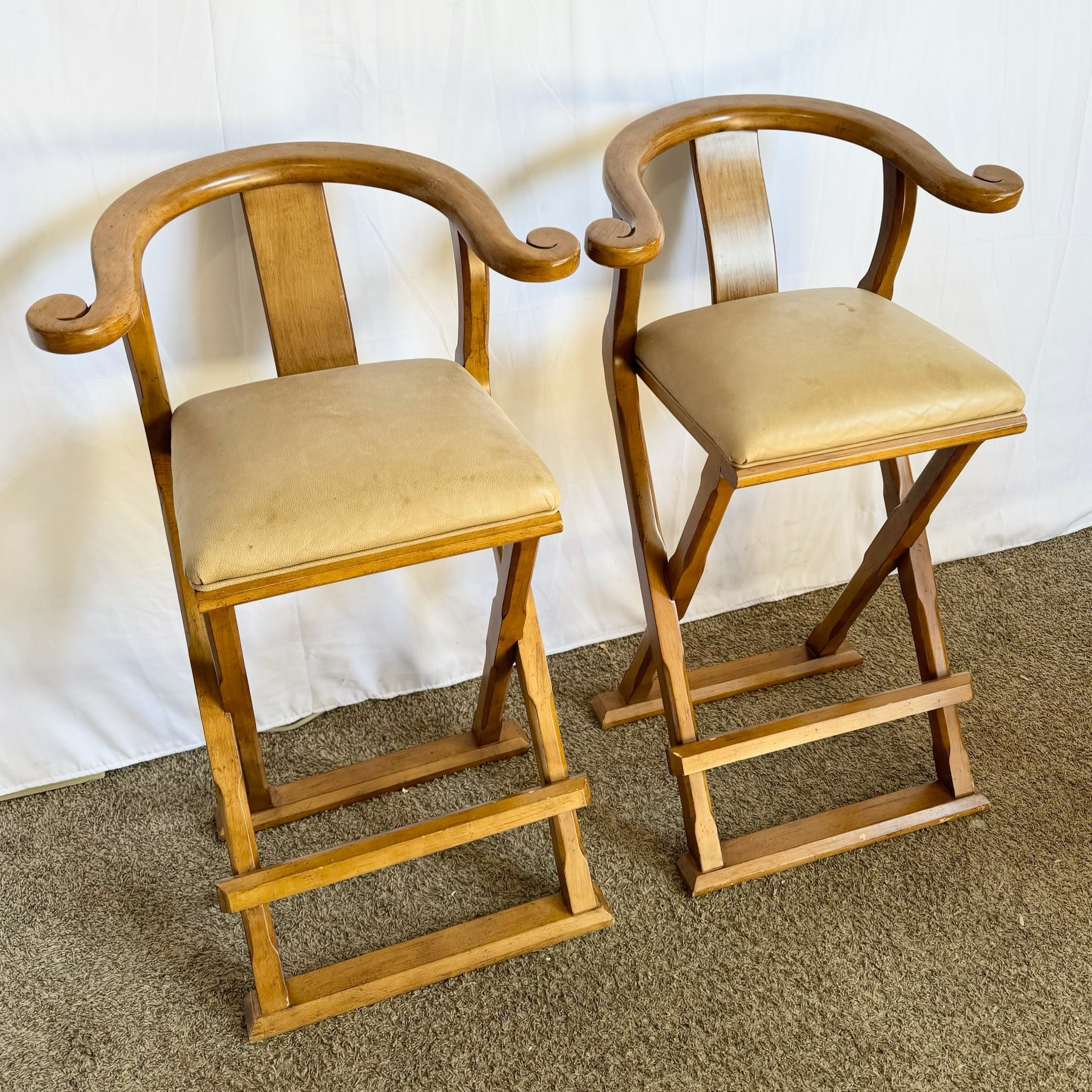 Chinoiserie Ming Style Leather Stools – Dolphin & Flamingo