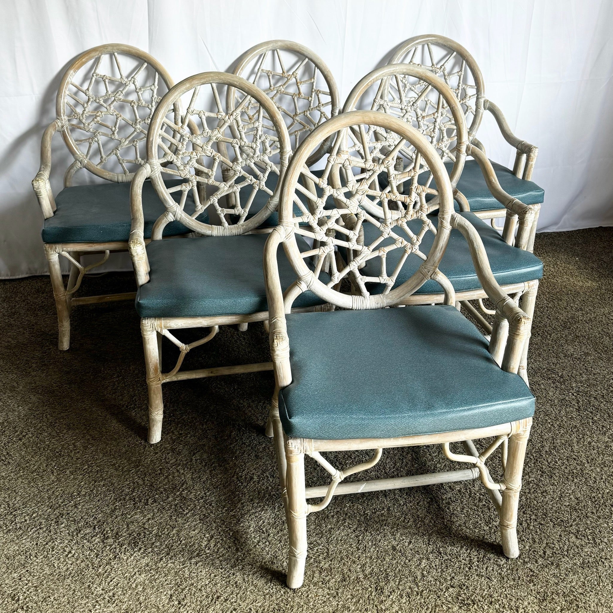 McGuire Style Cracked Ice Dining Chairs – Dolphin & Flamingo