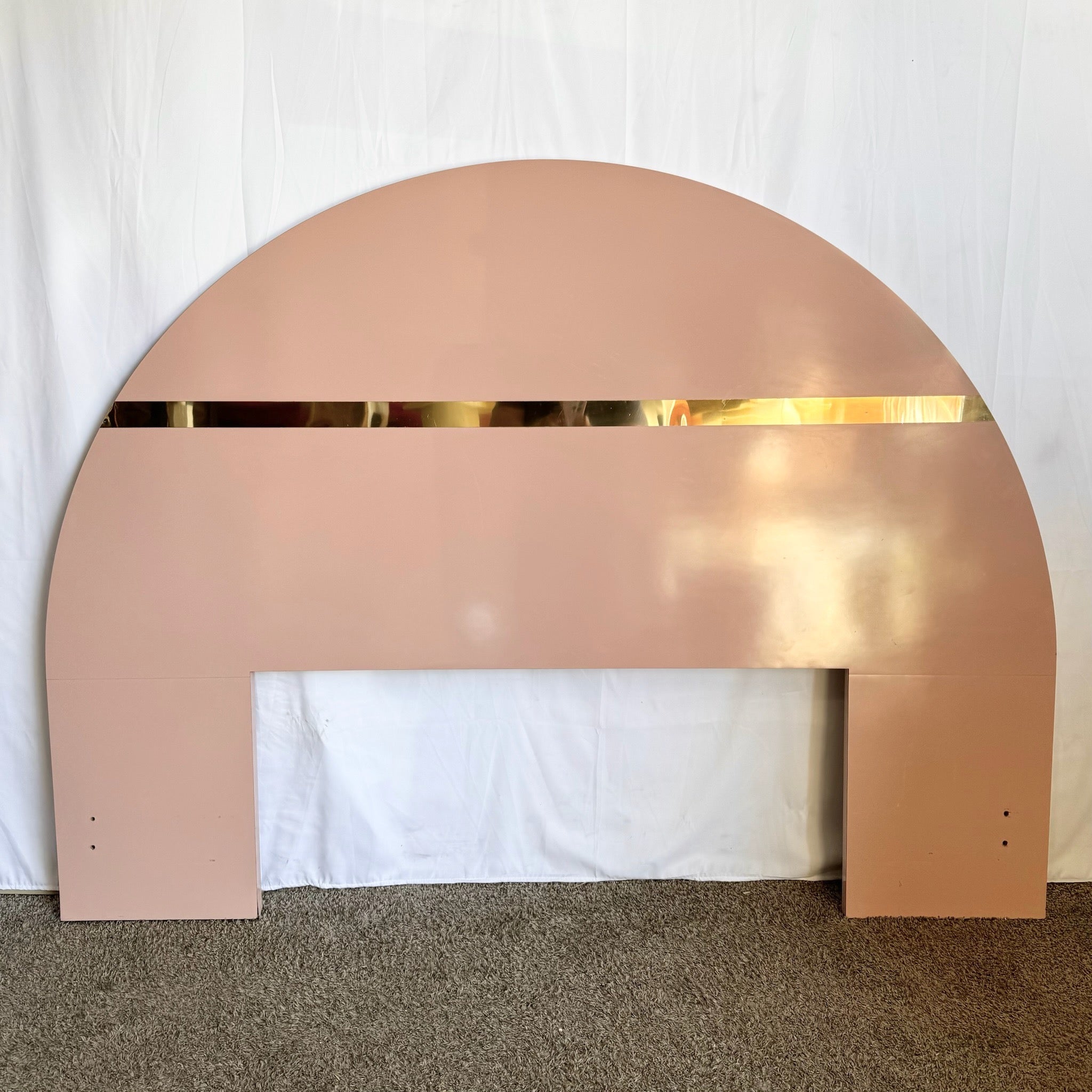 Postmodern Pink Lacquer Headboard – Dolphin & Flamingo