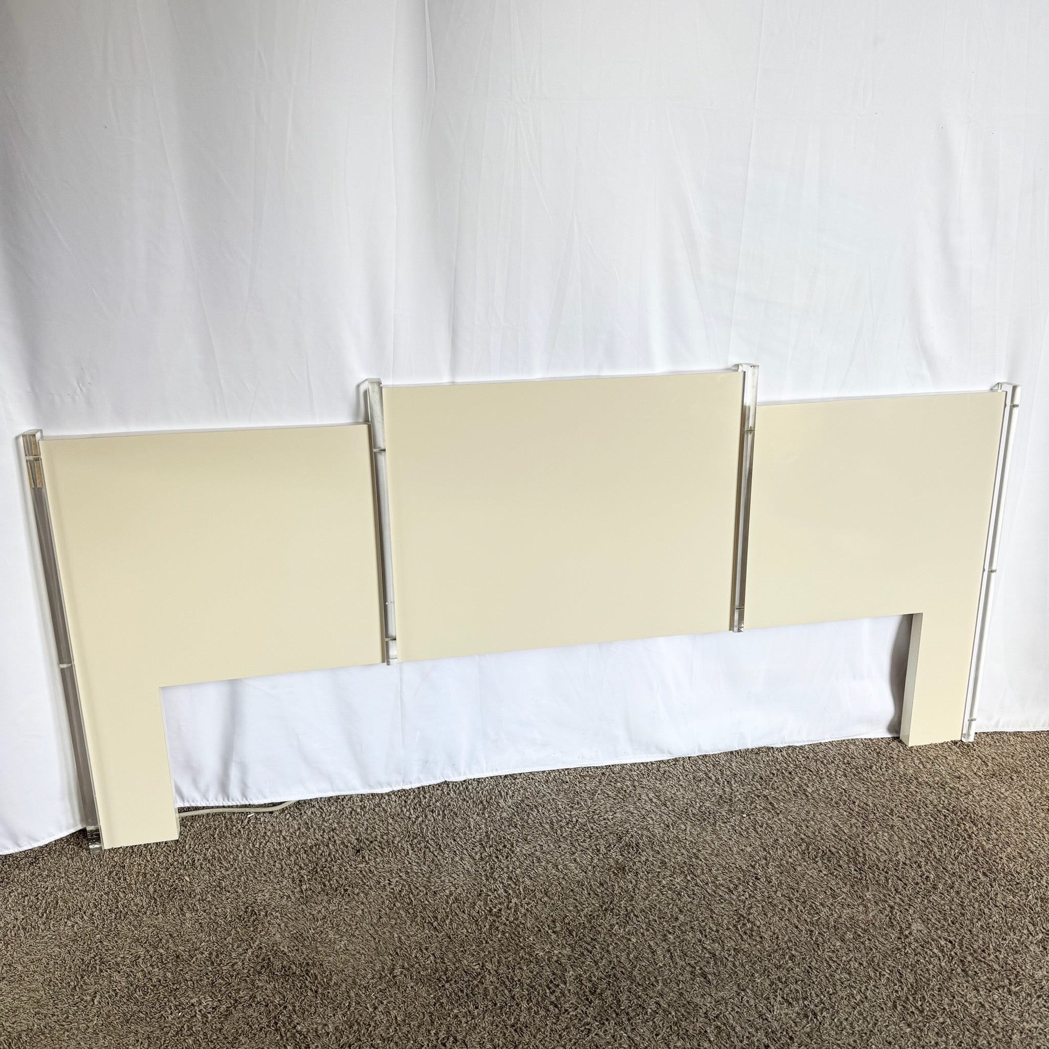 Postmodern White Lucite Headboard – Dolphin & Flamingo