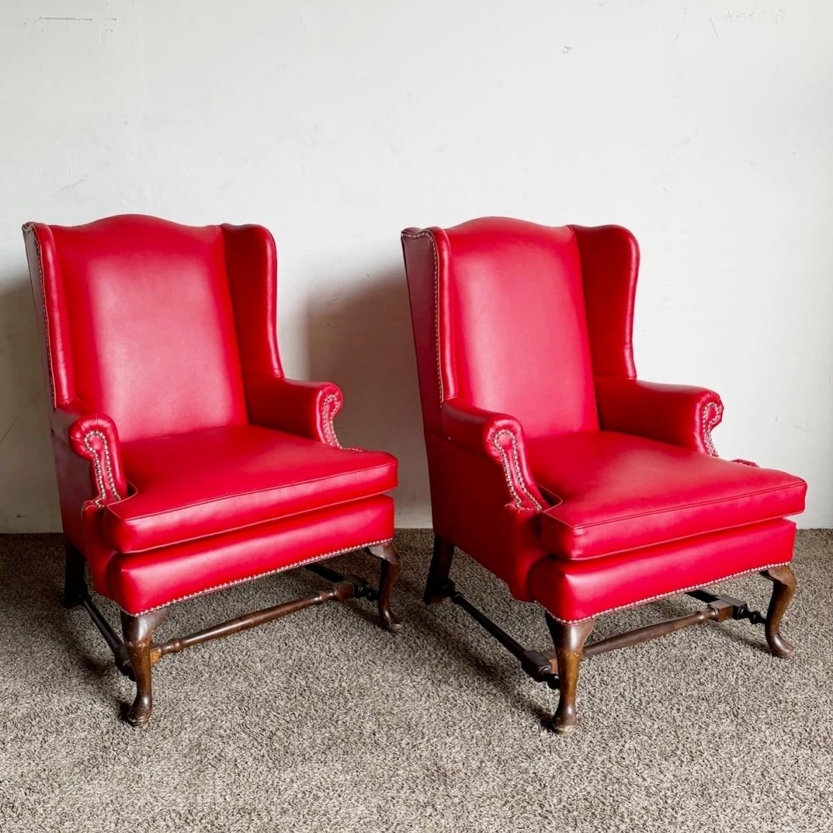 Red Faux Leather Wingback Chairs – Dolphin & Flamingo