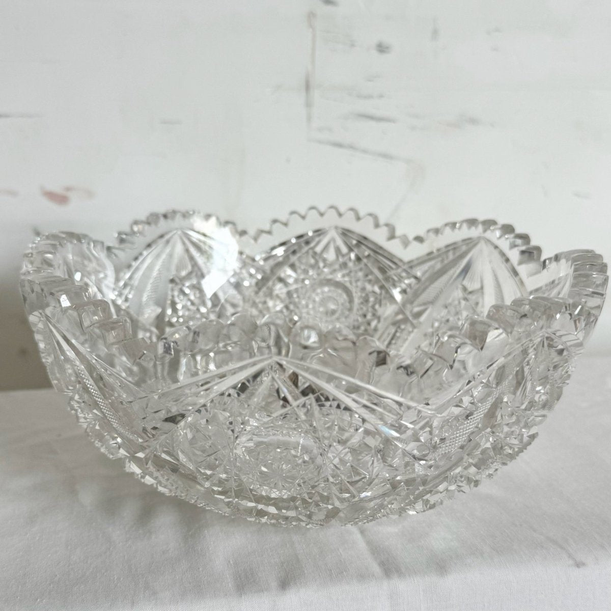 Vintage Cut Crystal Sawtooth Edge Bowl – Dolphin & Flamingo