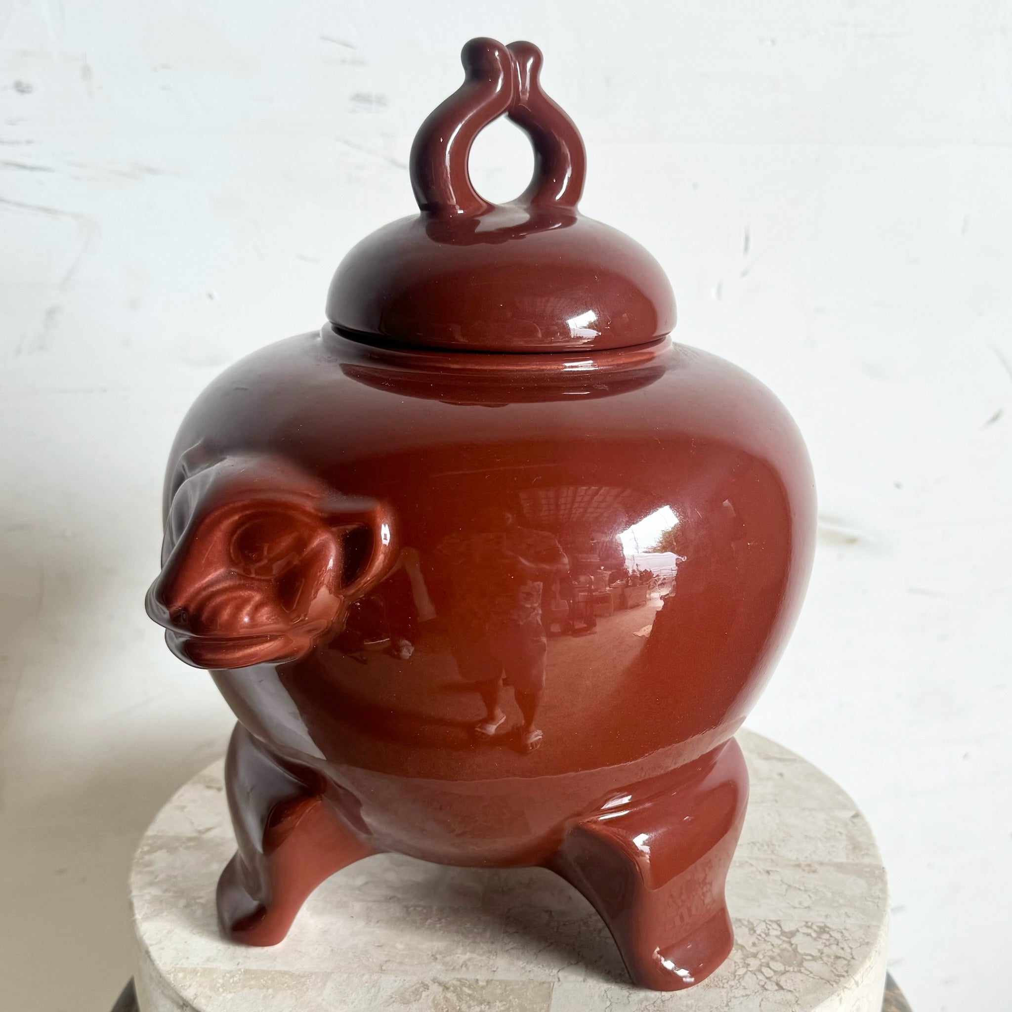 Vintage Oxblood Red Panther Face Ginger Jar – Dolphin & Flamingo