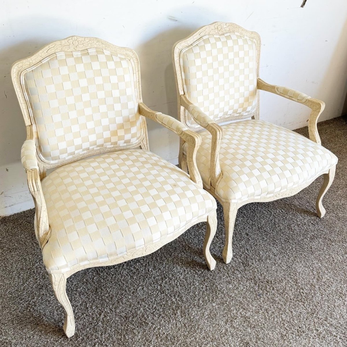 Regency Cream Crackled Armchairs – Dolphin & Flamingo